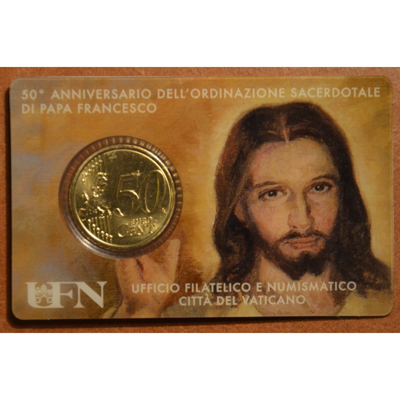 eurocoin eurocoins 50 cent Vatican 2019 official coin card with sta...